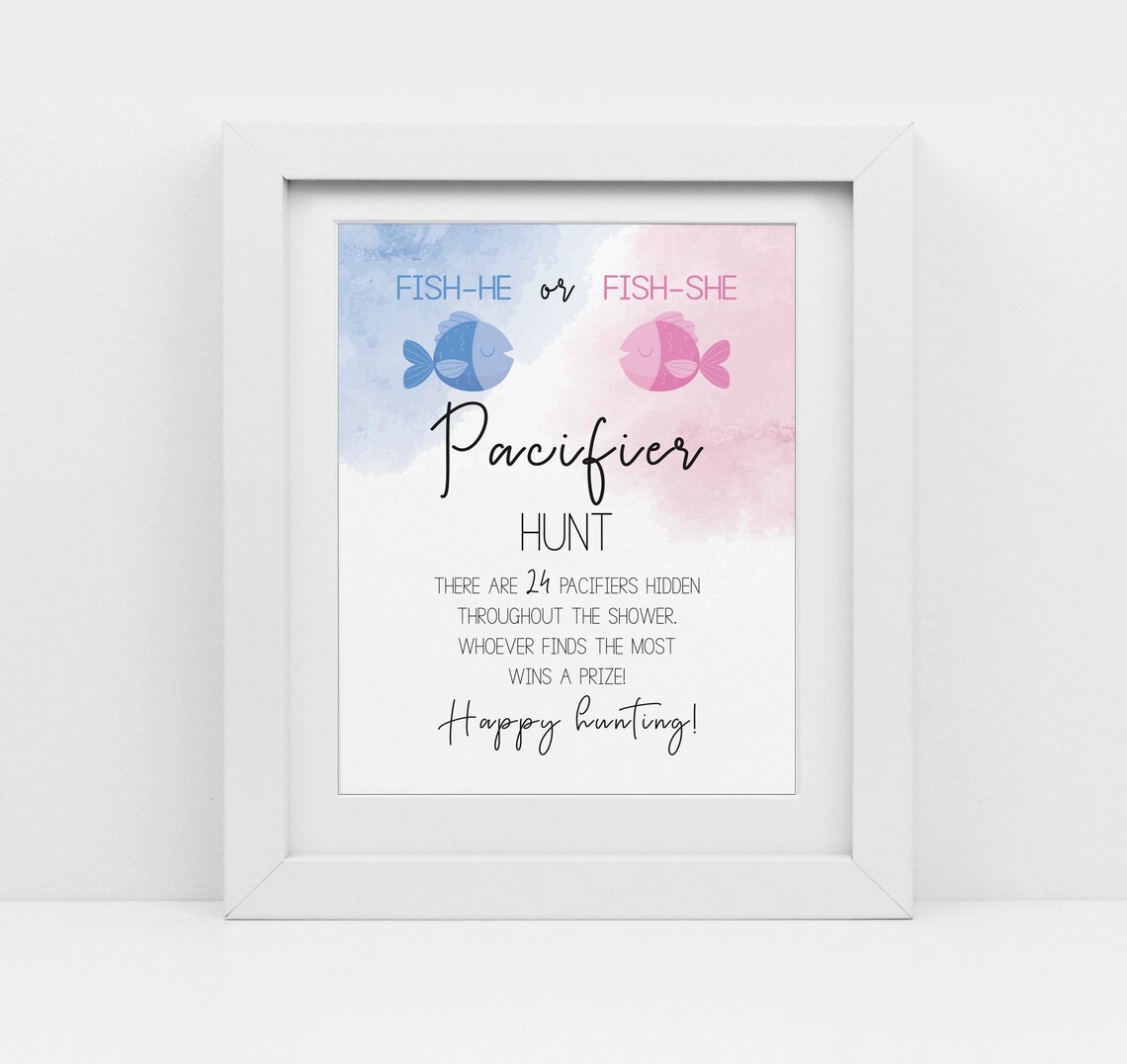 Fishing Theme Gender Reveal Fish He or Fish She Blue and | Etsy