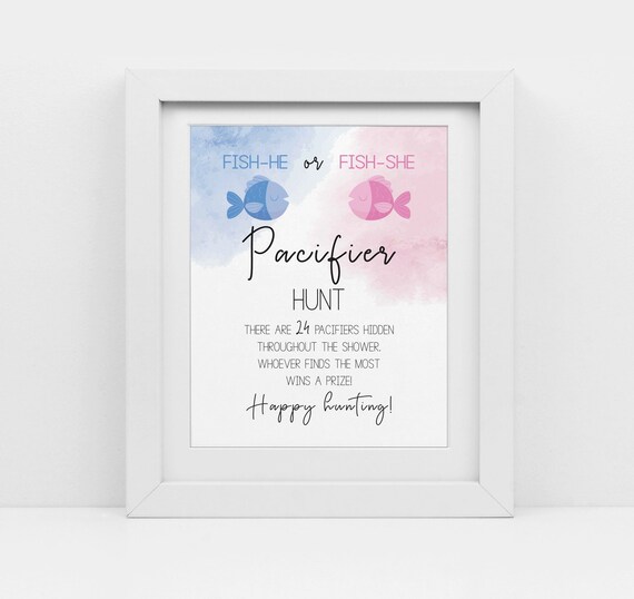 Fishing Theme Gender Reveal Fish He or Fish She Blue and | Etsy