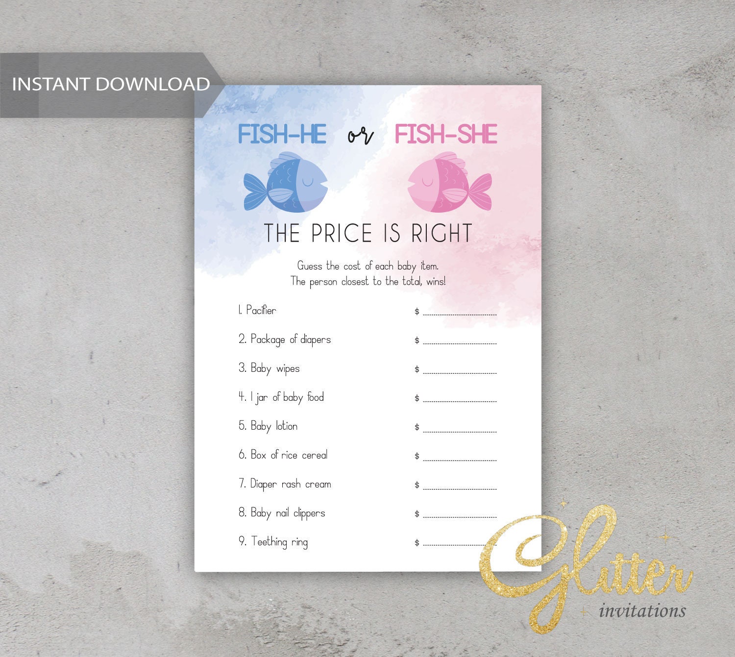Fishing Theme Gender Reveal Fish He or Fish She Baby Bingo - Etsy