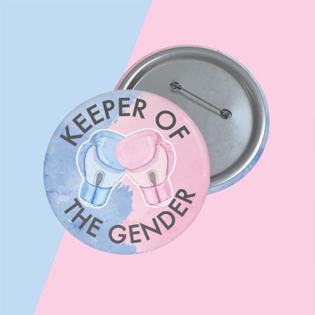 Keeper of the Gender Pin Button: Gender Reveal Party Favor - Etsy