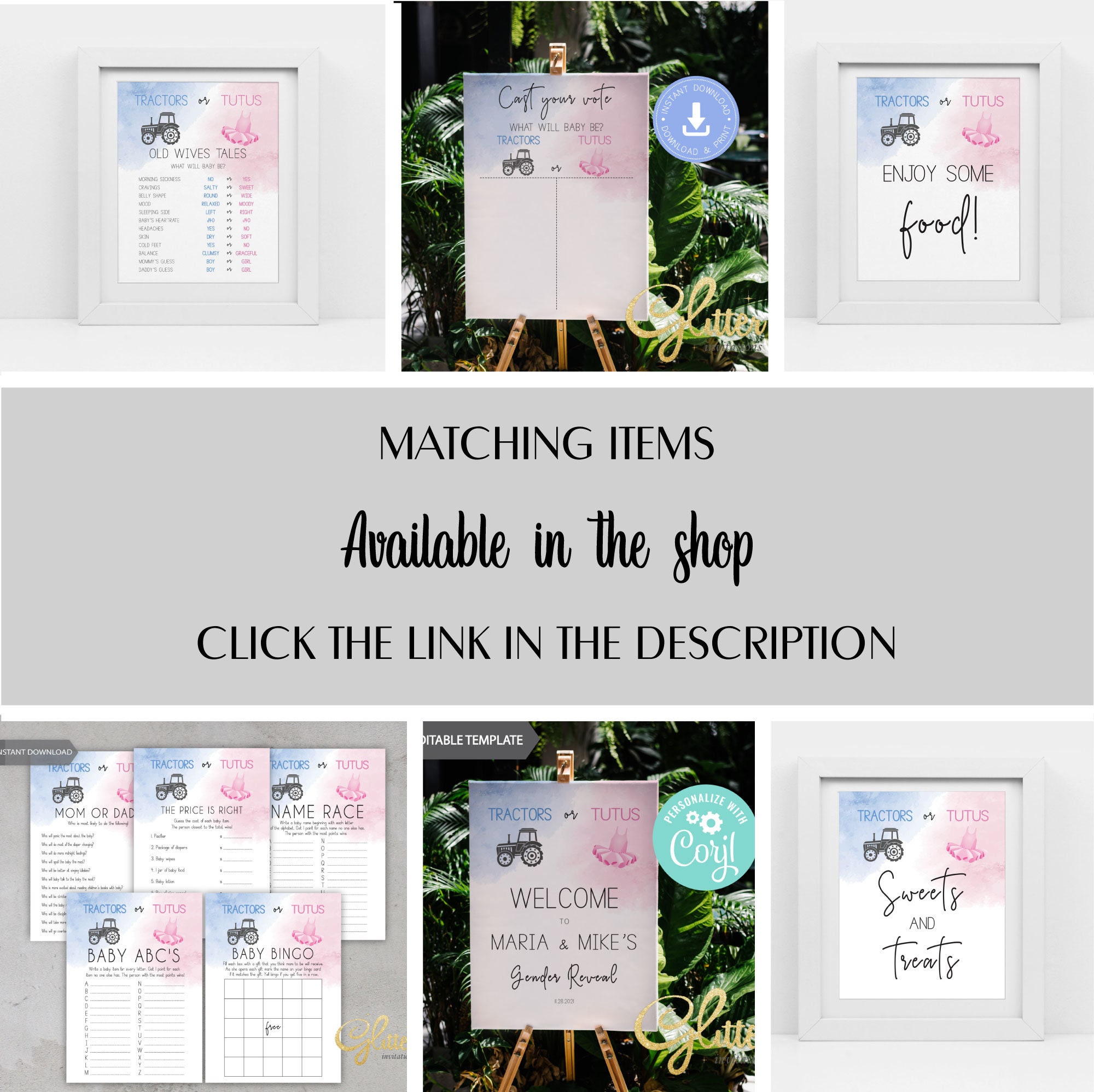 Tractors or Tutus Gender Reveal Diaper Raffle Ticket (printable PDF) - Etsy