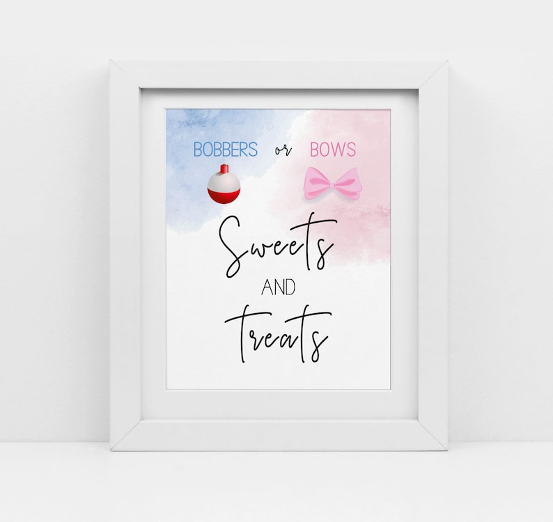 Bobbers or Bows Gender Reveal Sweets & Treats Sign (PDF) - Etsy
