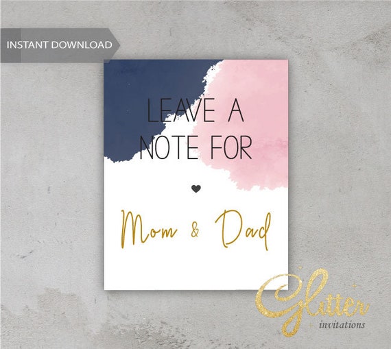 Navy Blue and Blush Pink Leave a Note for Mom and Dad - Etsy