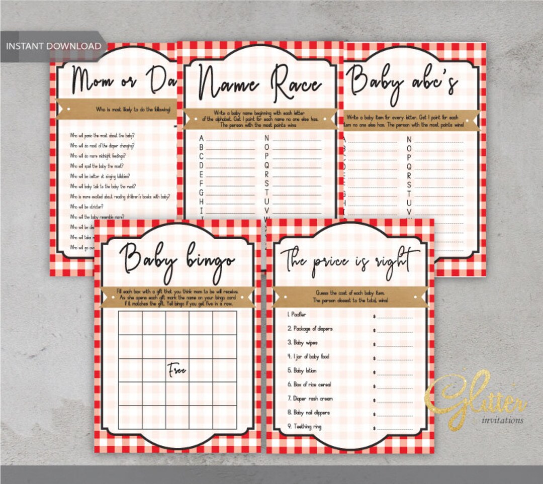 BBQ Baby Q Shower Games Baby Bingo Baby Abc Baby Bingo the - Etsy