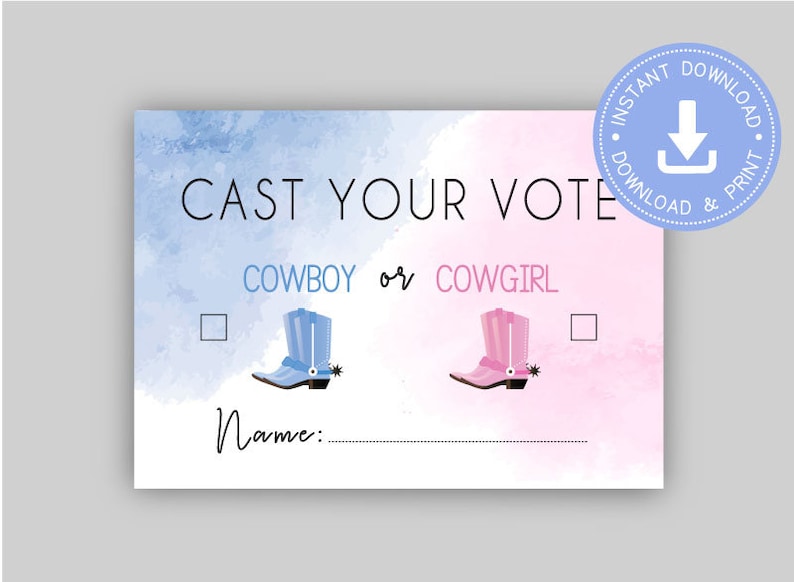 Cowboy or Cowgirl Gender Reveal, Cast Your Vote, Western Boy or Girl ...