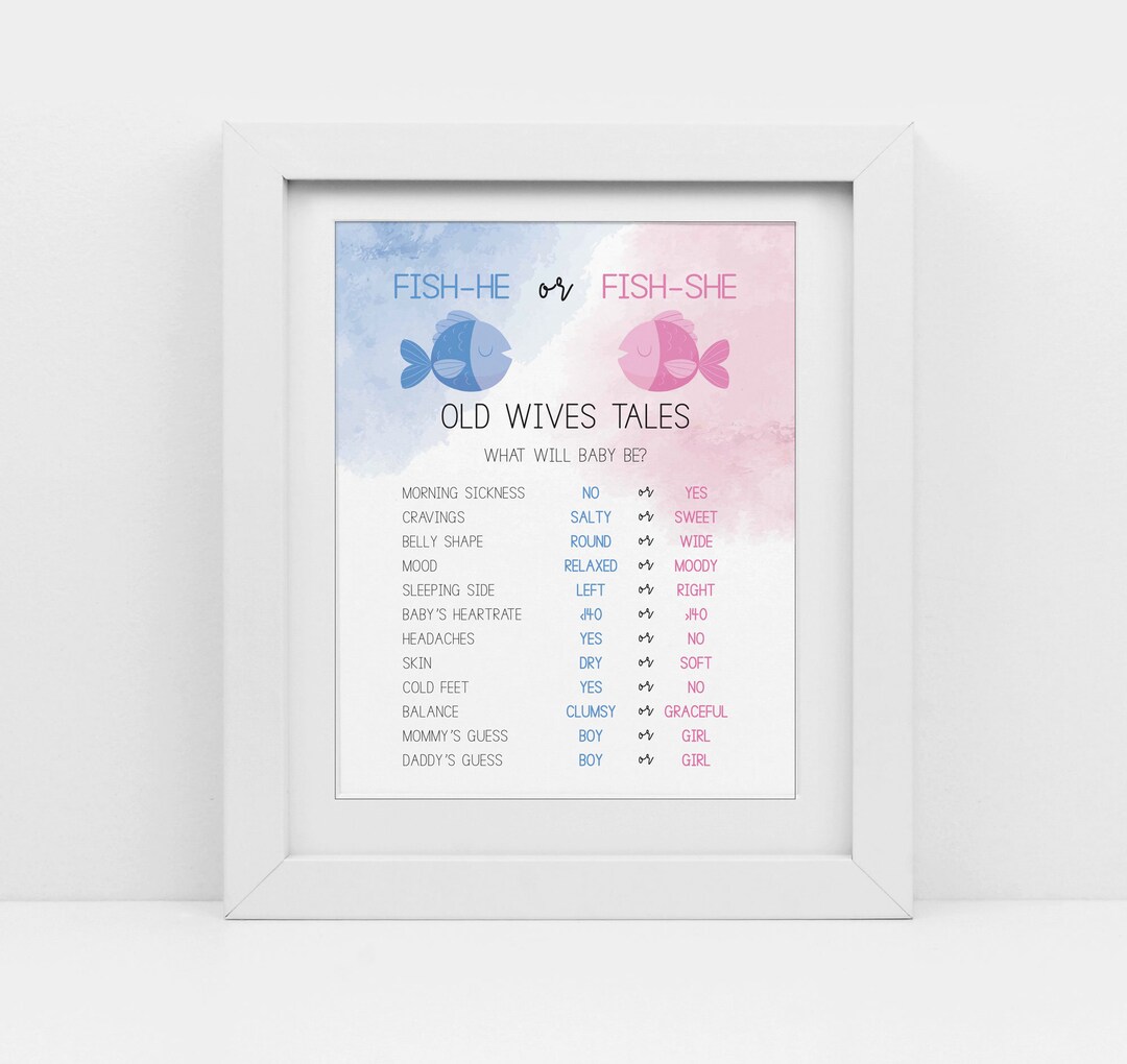 Fishing Theme Gender Reveal, Fish He or Fish She Gender Reveal, Blue ...