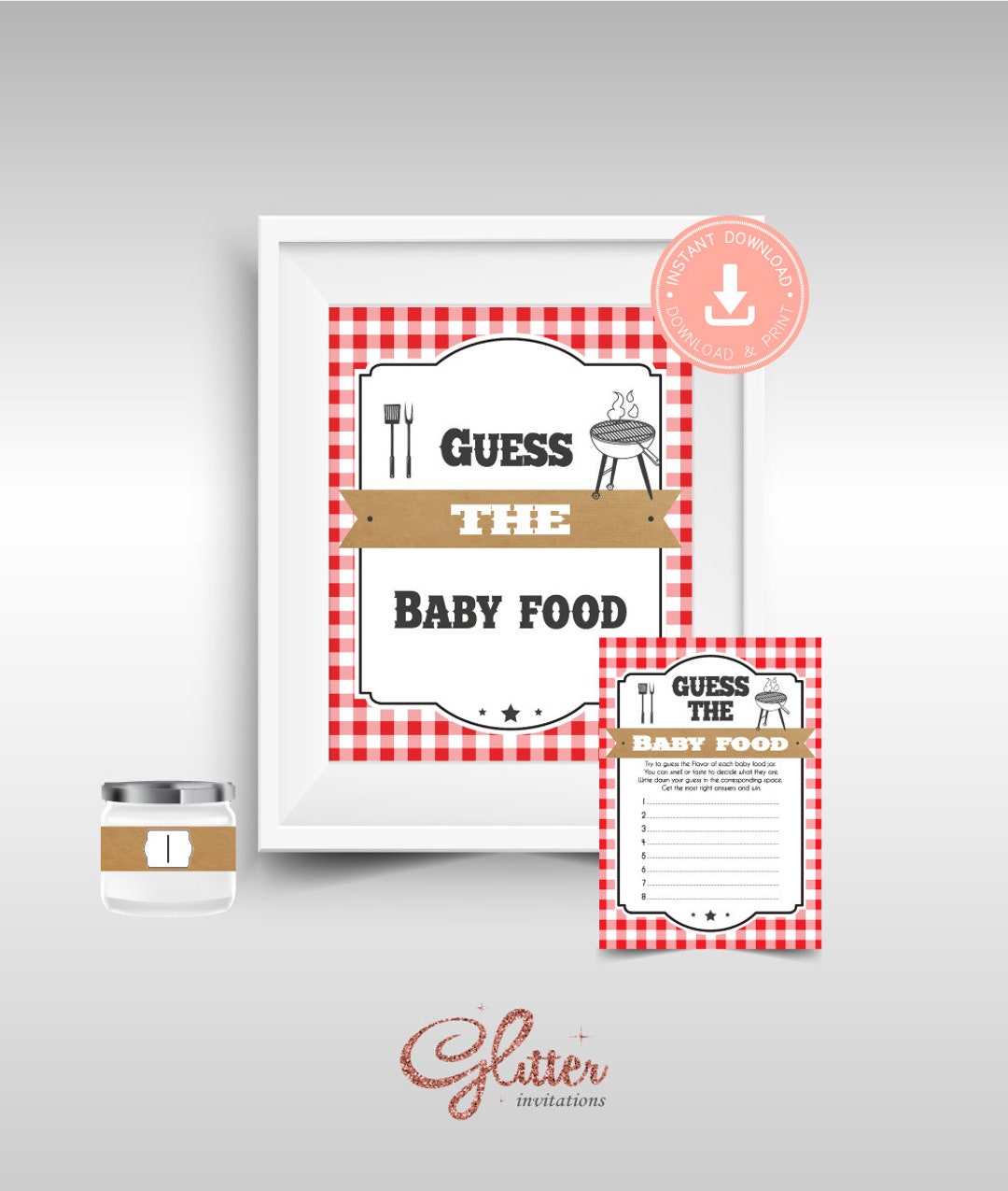 BBQ Baby Q Shower Games, Guess the Baby Food, Boy Baby Shower, Gender ...
