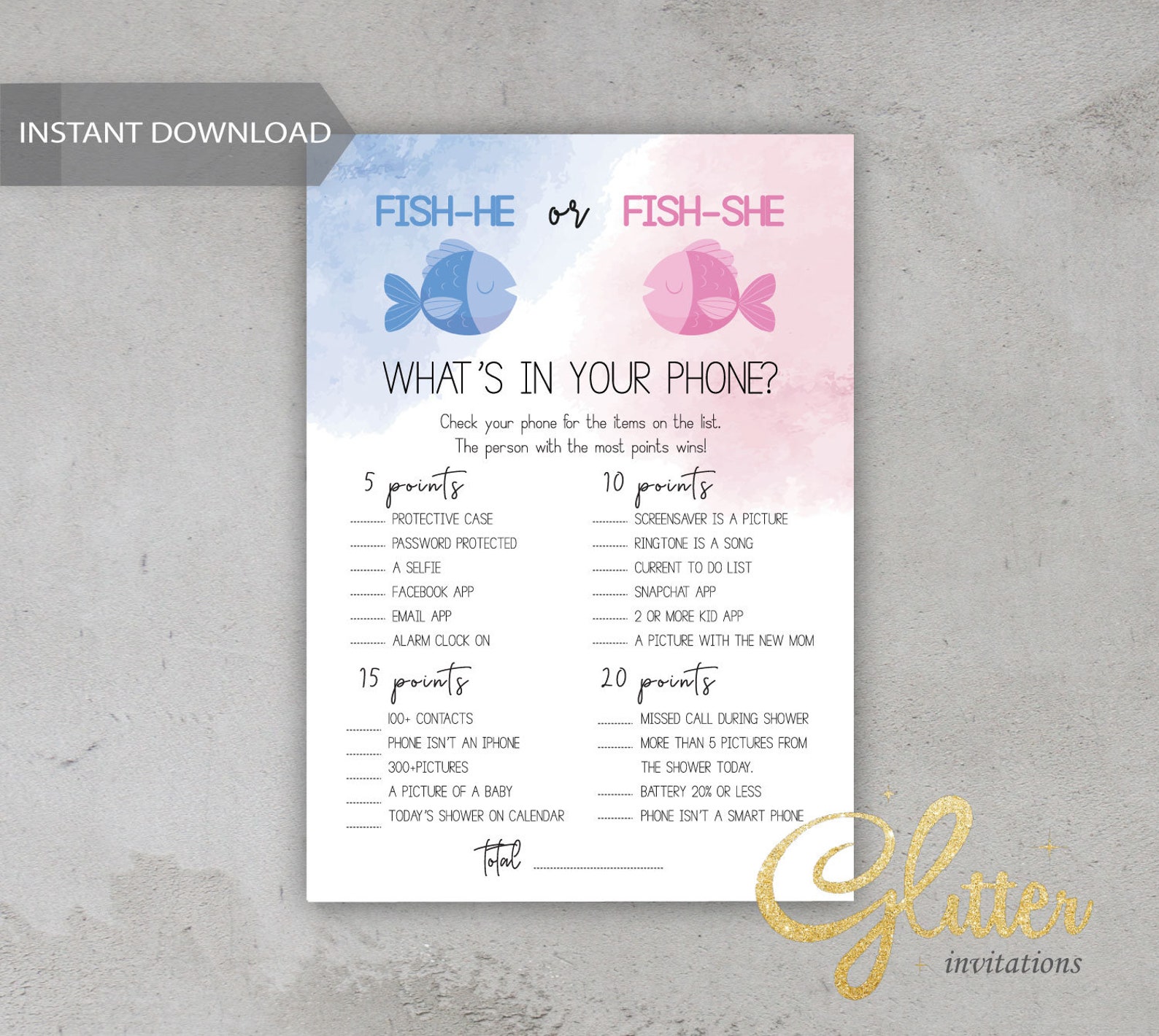 Fishing Theme Gender Reveal Fish He or Fish She Gender Reveal - Etsy