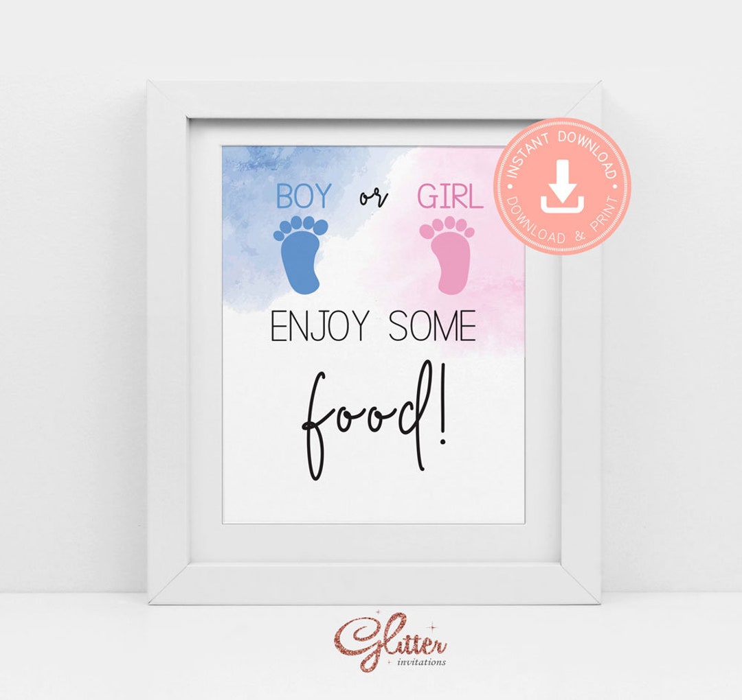 Baby Footprint Gender Reveal, Baby Feet Gender Reveal, Blue and Pink ...
