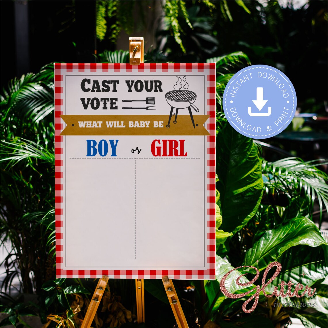 BBQ Baby Q Shower Games Cast Your Vote Sign Gender Reveal - Etsy