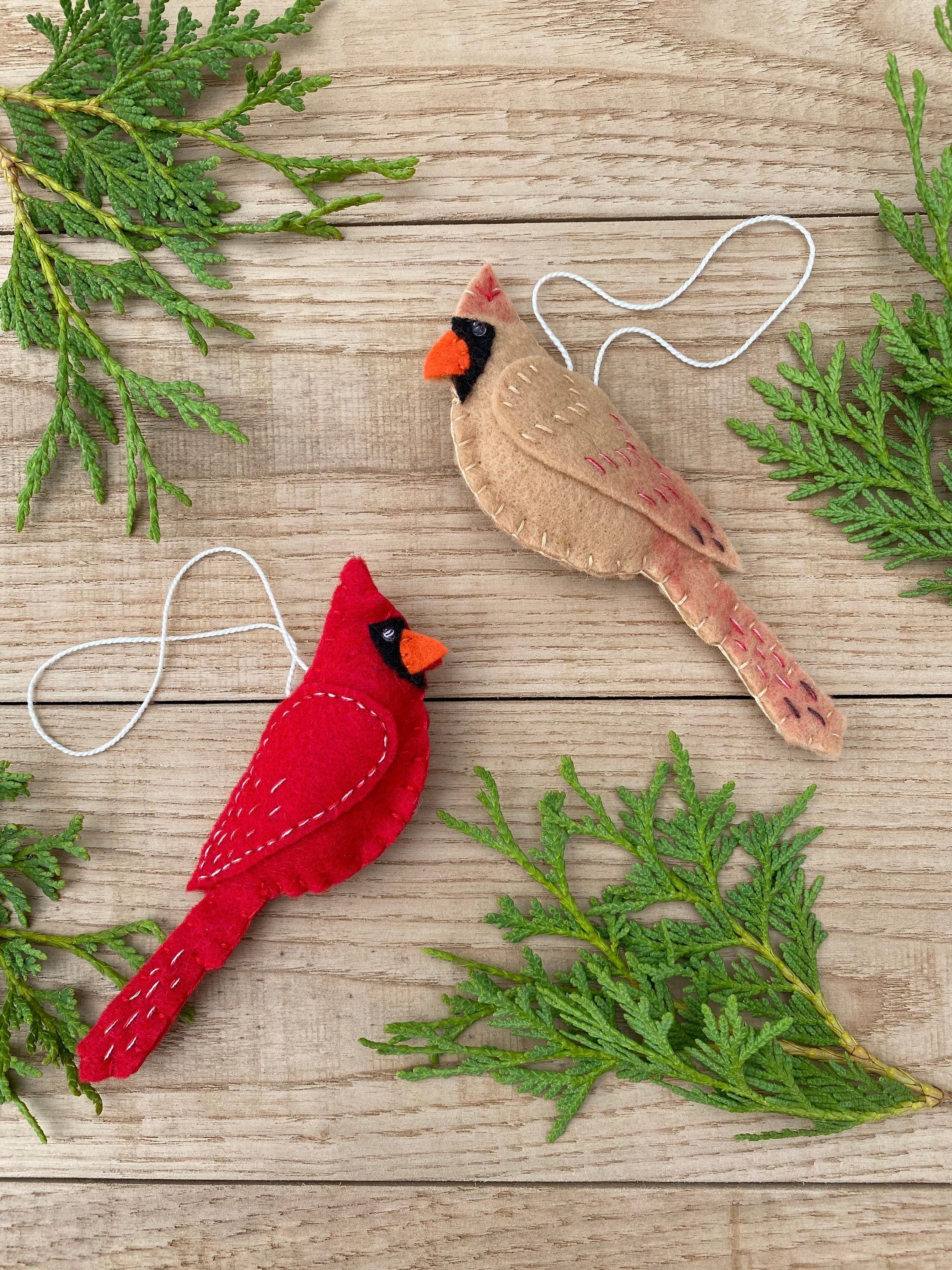 Cardinal Pair Set of 2 Felt Handmade Christmas Ornaments Female and Male Cardinals Primitive Soft Cardinals Bird Lover Rustic Bird Watcher Etsy India
