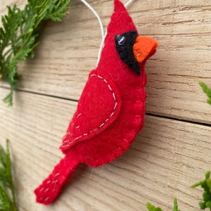 Red Male Cardinal Handmade Felt Ornament 5 Inches - Etsy