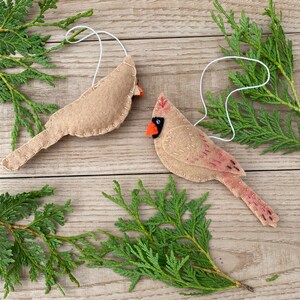 Handmade Cardinal Female Felt Christmas Ornament Female Cardinal Bird ...