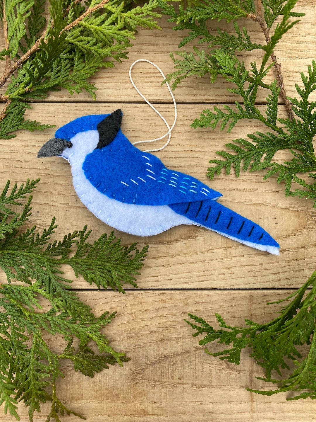 Blue Jay Handmade Christmas Ornament Felt Blue Jay 5.75” Felt Ornament ...