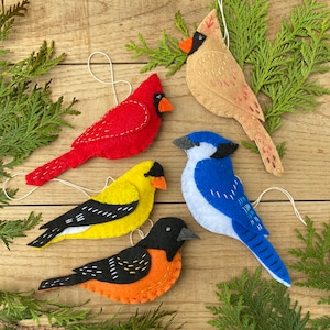 Handmade Cardinal Female Felt Christmas Ornament Female Cardinal Bird ...