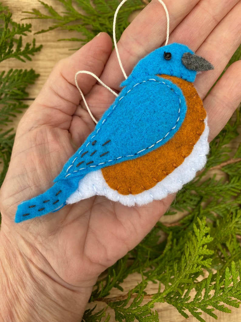Handmade Bluebird Felt Ornament: Blue, 4.5 Inches - Etsy