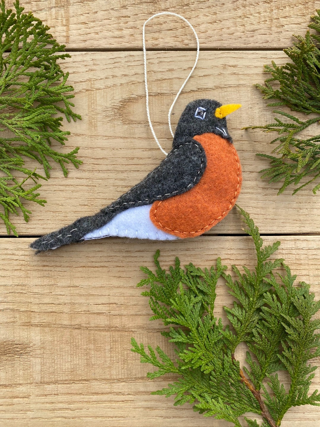 Robin Handmade Christmas Ornament Felt Robin Bird Watcher - Etsy