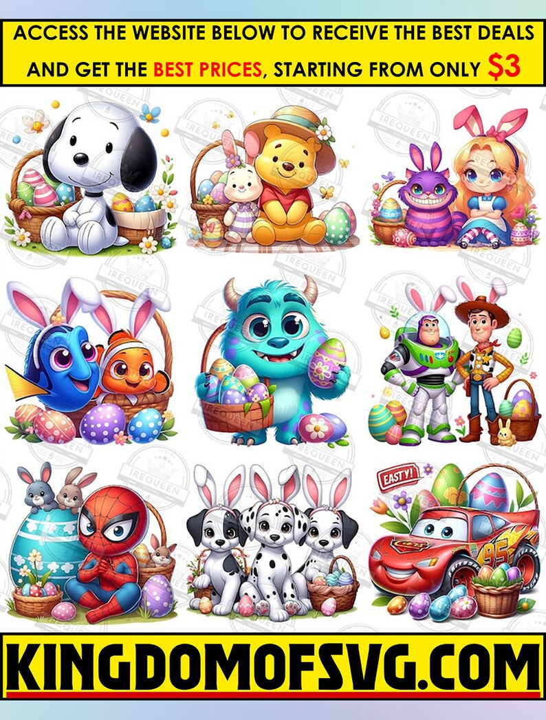 15 Cartoon Easter Character PNG Bundle, Spring Easter Monster Png ...