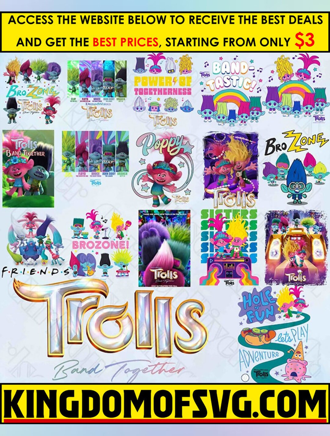Trolls PNG Bundle, Trolls PNG Digital Papers, Trolls Characters PNG ...