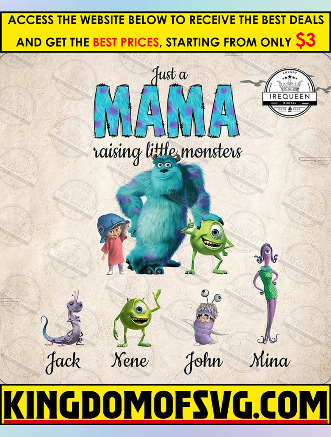 Mama Mimi Nana Cartoon Monster Png, Retro Mama Mermaid Png, Custom Mom ...