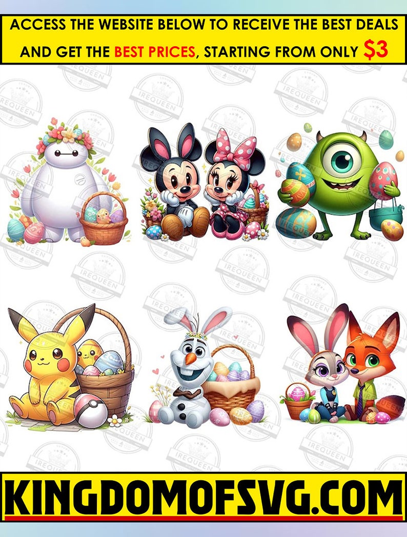 15 Cartoon Easter Character PNG Bundle, Spring Easter Monster Png ...