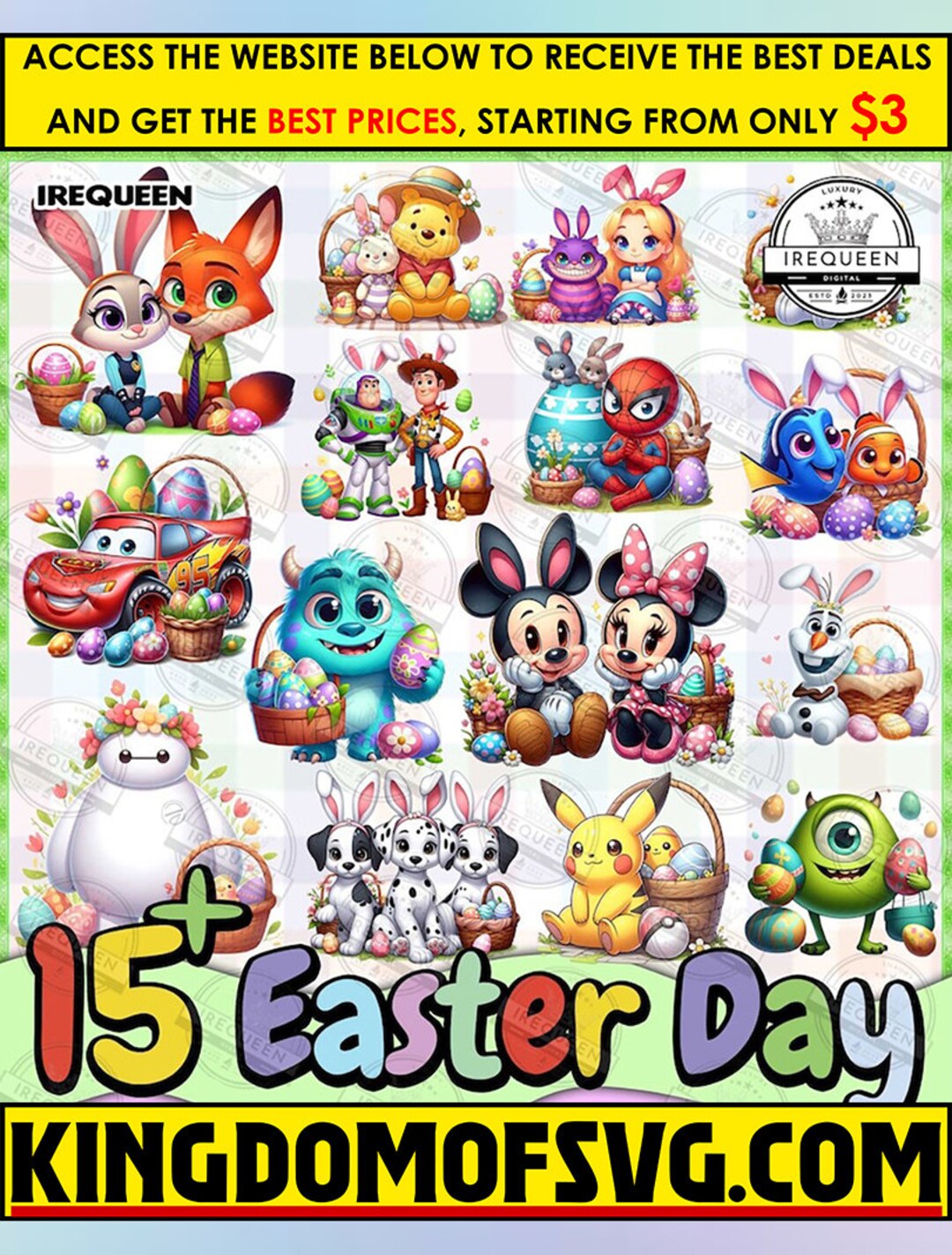15 Cartoon Easter Character PNG Bundle, Spring Easter Monster Png ...