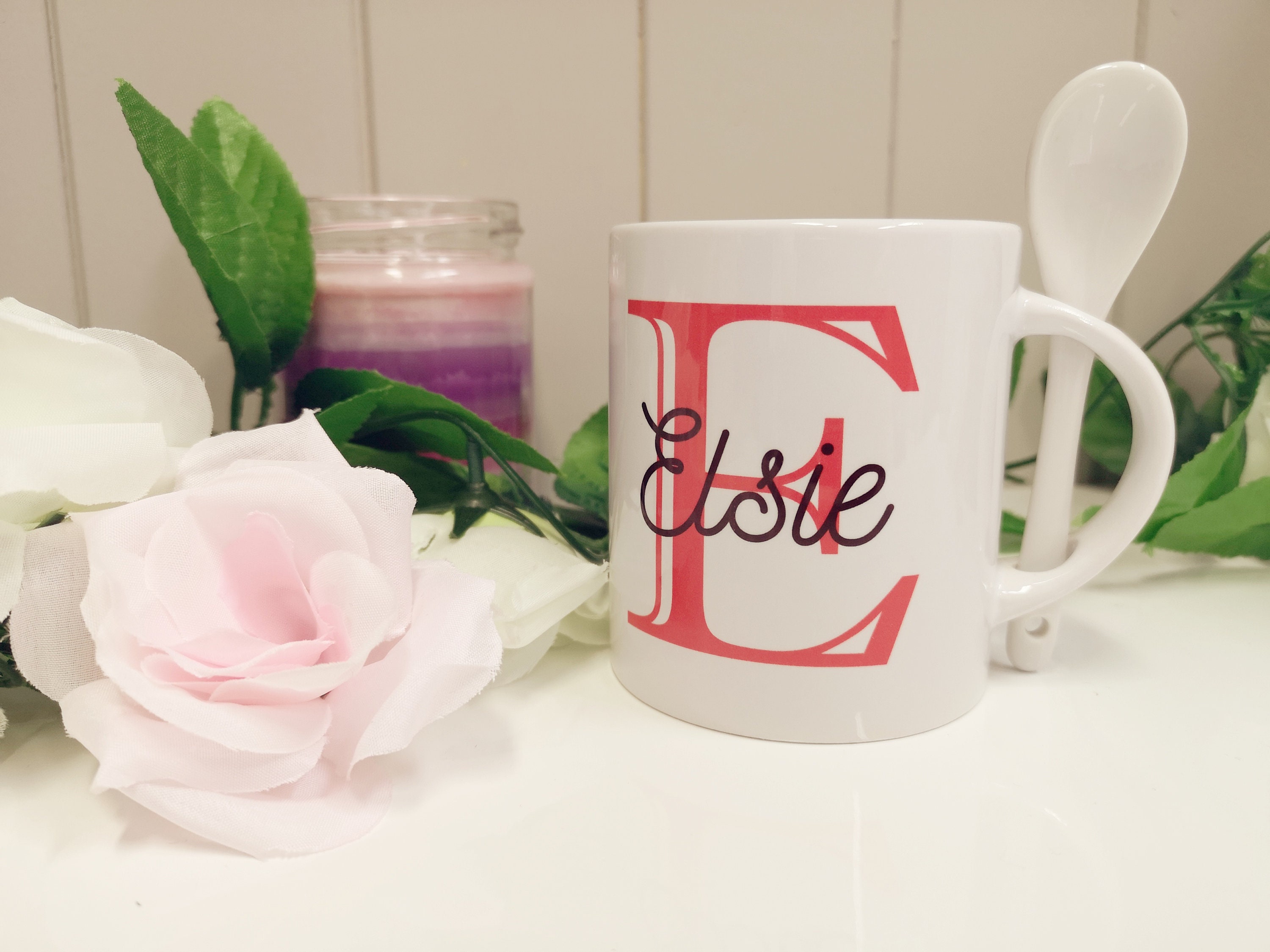 Personalised Name Letter Mug With or Without Spoon Tea | Etsy