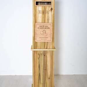 Rustic Solid Wooden Wedding Post Box , Personalised Engraved Plaque ...