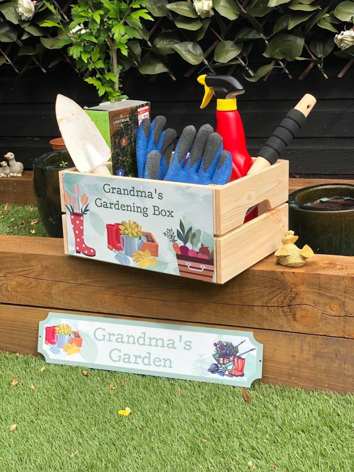 Personalised Garden Crate Gardening Box Nanny Grandad - Etsy UK