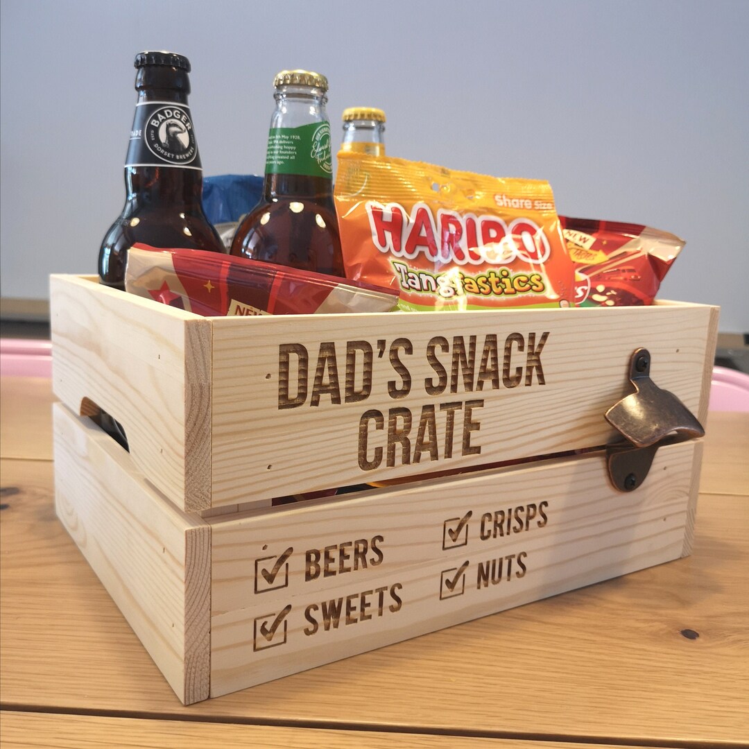 Personalised Wooden Snack Crate - Etsy UK