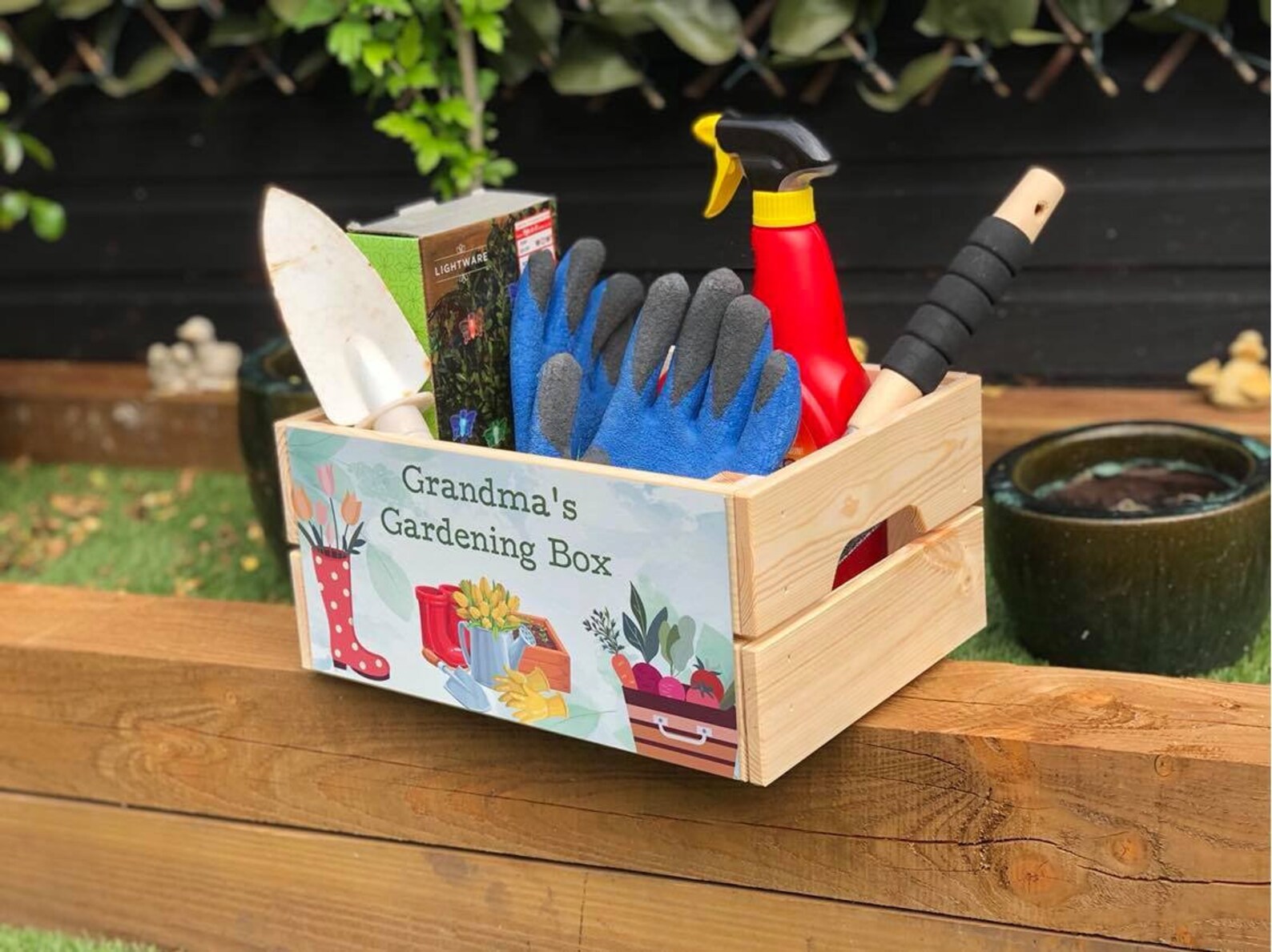 Personalised Garden Crate Gardening Box Nanny Grandad - Etsy UK