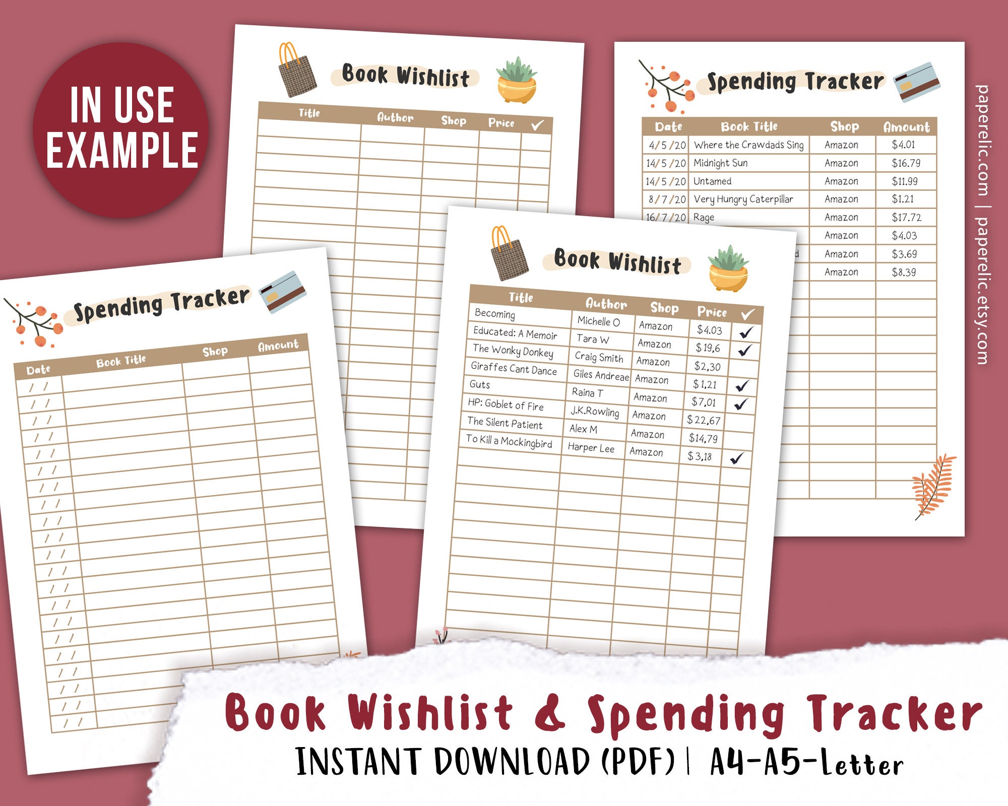 Reading Journal Printable, Reading Planner, Book Review, Reading ...