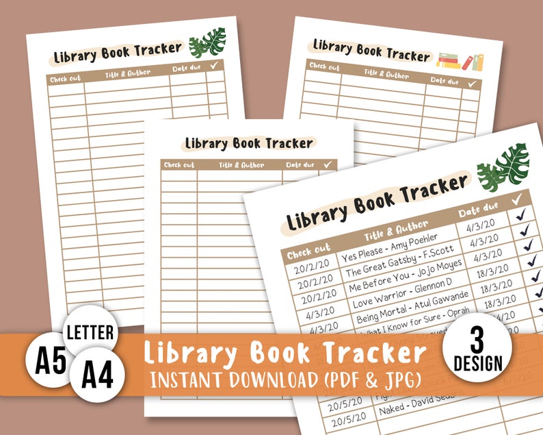Library Book Tracker Printable, Reading Journal Page, Book Journal Page ...