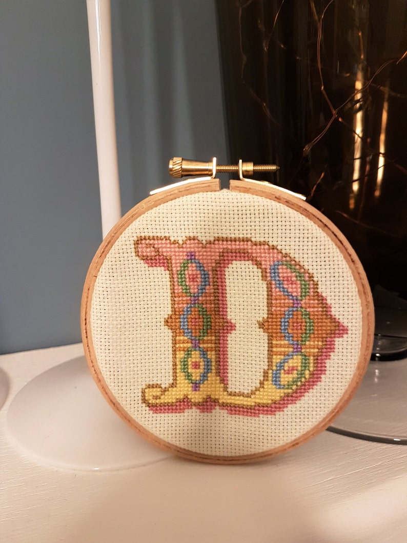 Framed Cross Stitch Initial Monogram - Etsy Australia