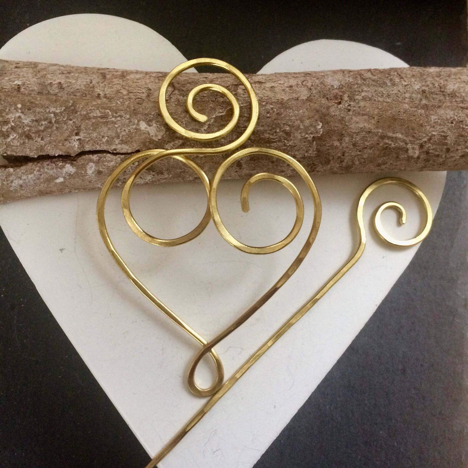 Brass Heart Pin Golden Heart Brooch Crochet Scarf Pin | Etsy