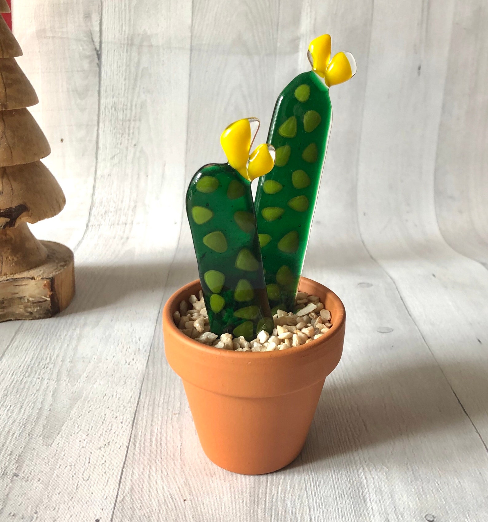 Tall Cactus Pot Fused Glass Art New Home Office Decor - Etsy