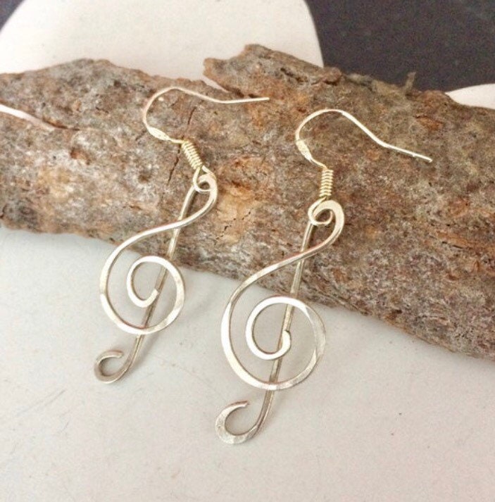 Treble clef necklace sterling silver handmade jewelry gift | Etsy