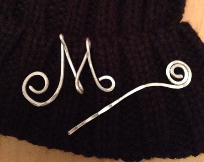 Personalised Initial Pin Brooch for Crochet or Knitwear, Letter Scarf ...