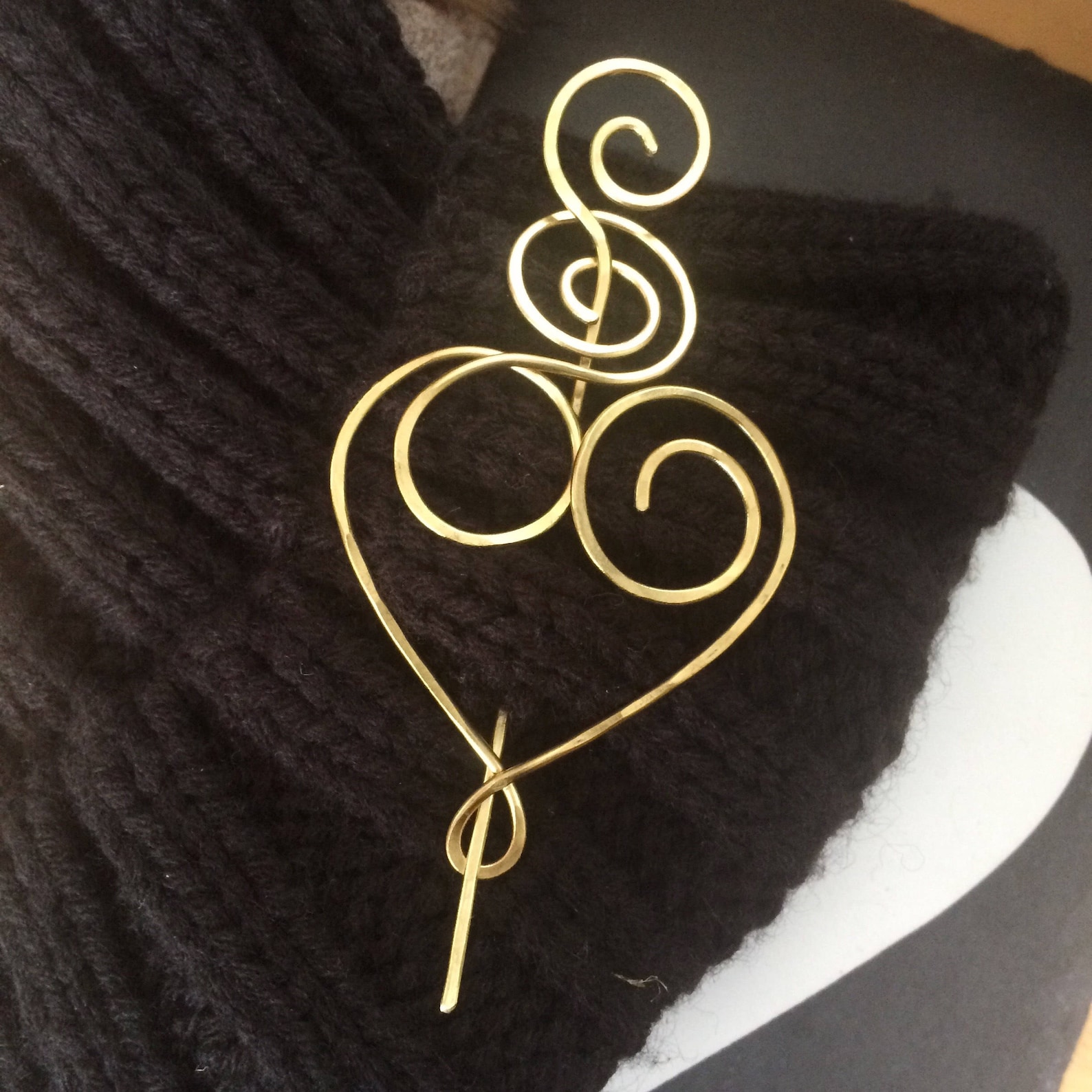 Heart Brooch Pin for Crochet Shawl or Knit Scarf Knitter - Etsy