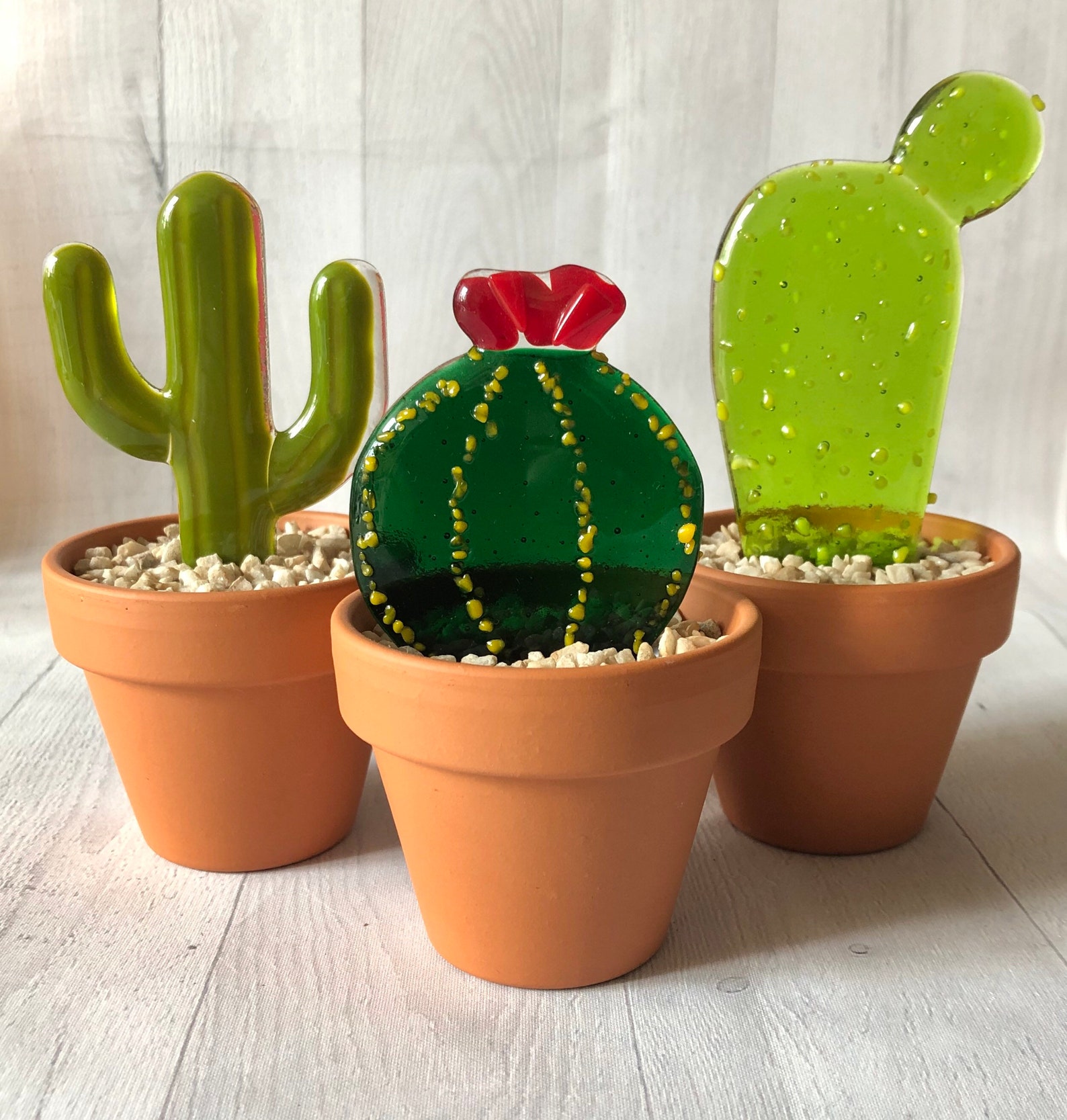 Tall Cactus Pot Fused Glass Art New Home Office Decor - Etsy