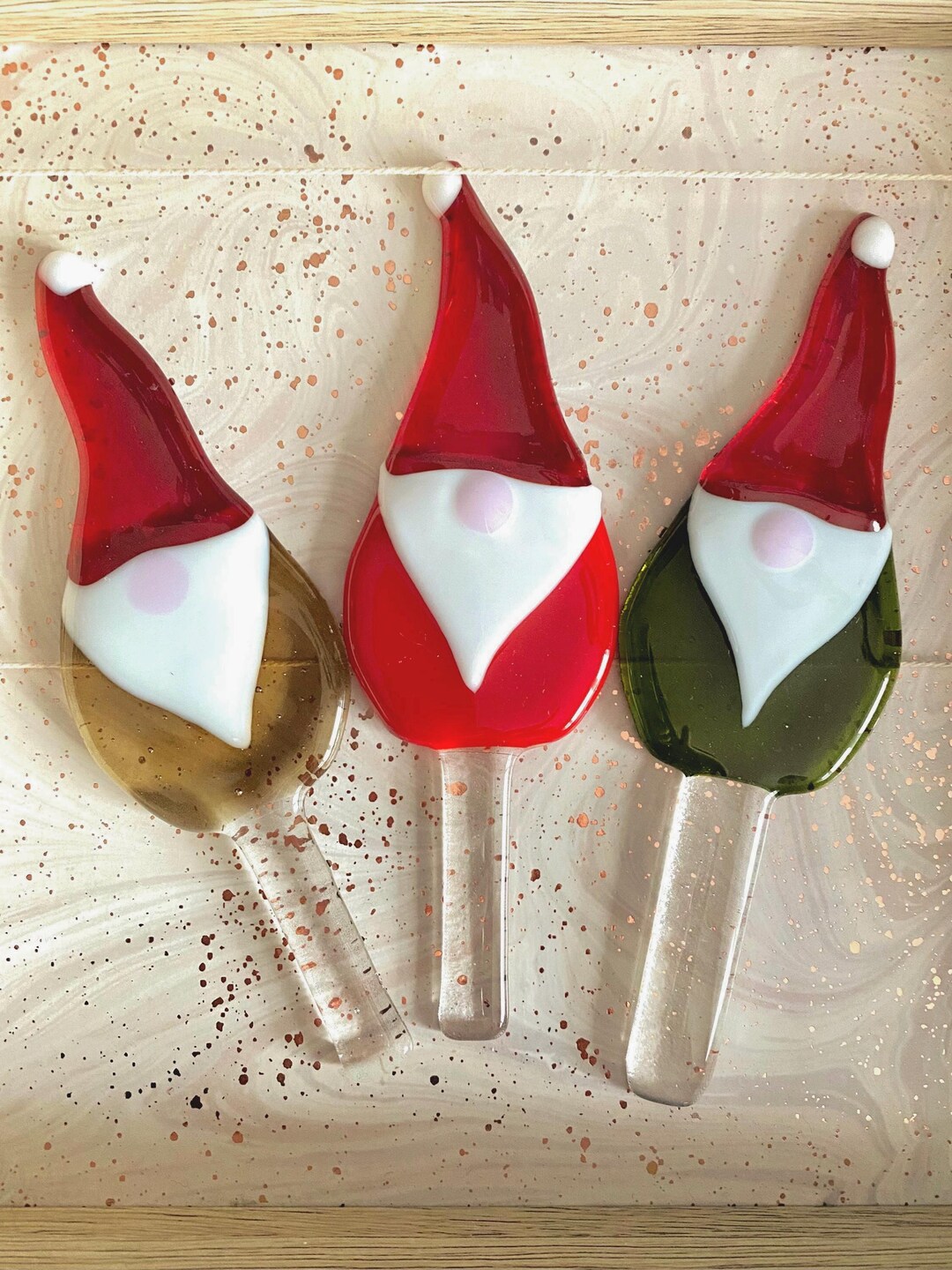 Handmade Art Glass Santa Plant Pot Stake or Garden Gonk: Scandi ...