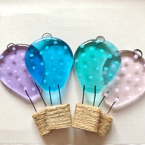 Hot Air Balloon, Fused Glass Sun Catcher, Nursery Decor, Baby Shower ...