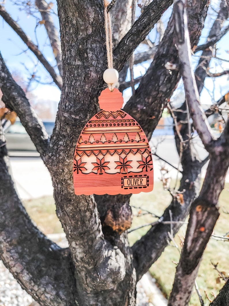 Winter Hat Name Ornament Tree Version SVG Laser Cut File - Etsy