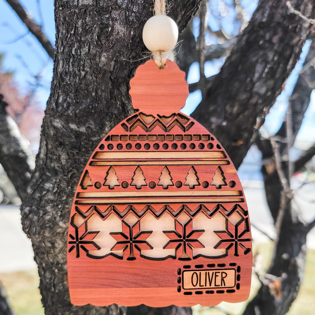 Winter Hat Name Ornament Tree Version SVG Laser Cut File - Etsy
