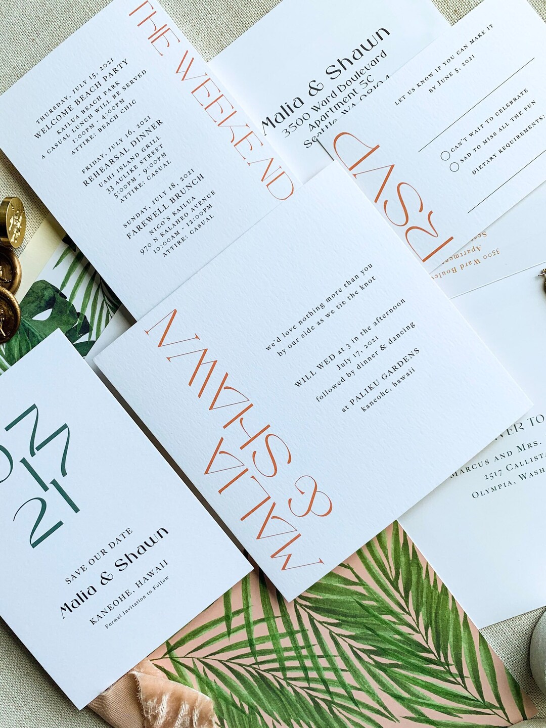 Tropical Destination Wedding Invitation Suite - Etsy