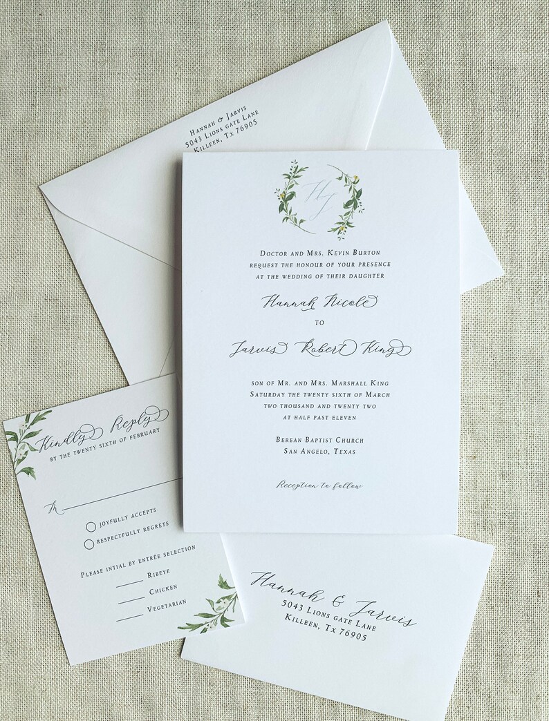 Floral Wedding Monogram Invitation Suite - Etsy