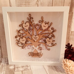 WOODEN FAMILY TREE, Personalised Box Frame,keepsake Gift, Handmade ...