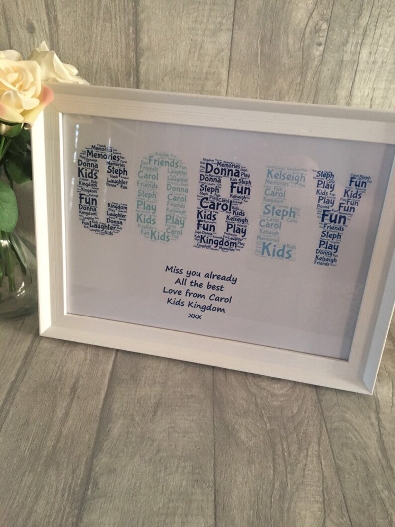 Personalised Gift Personalised Word Cloud With Frame Word | Etsy UK
