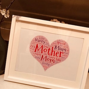 Personalised Gift, Personalised Word Cloud With Frame, Word Art for Any ...