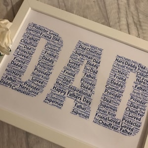 Personalised Gift, Personalised Word Cloud With Frame, Word Art for Any ...
